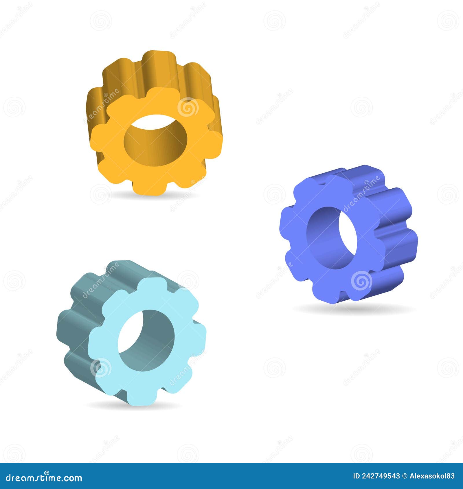 Gears Symbol. Isolated on White Background. 3d Vector Illustration ...