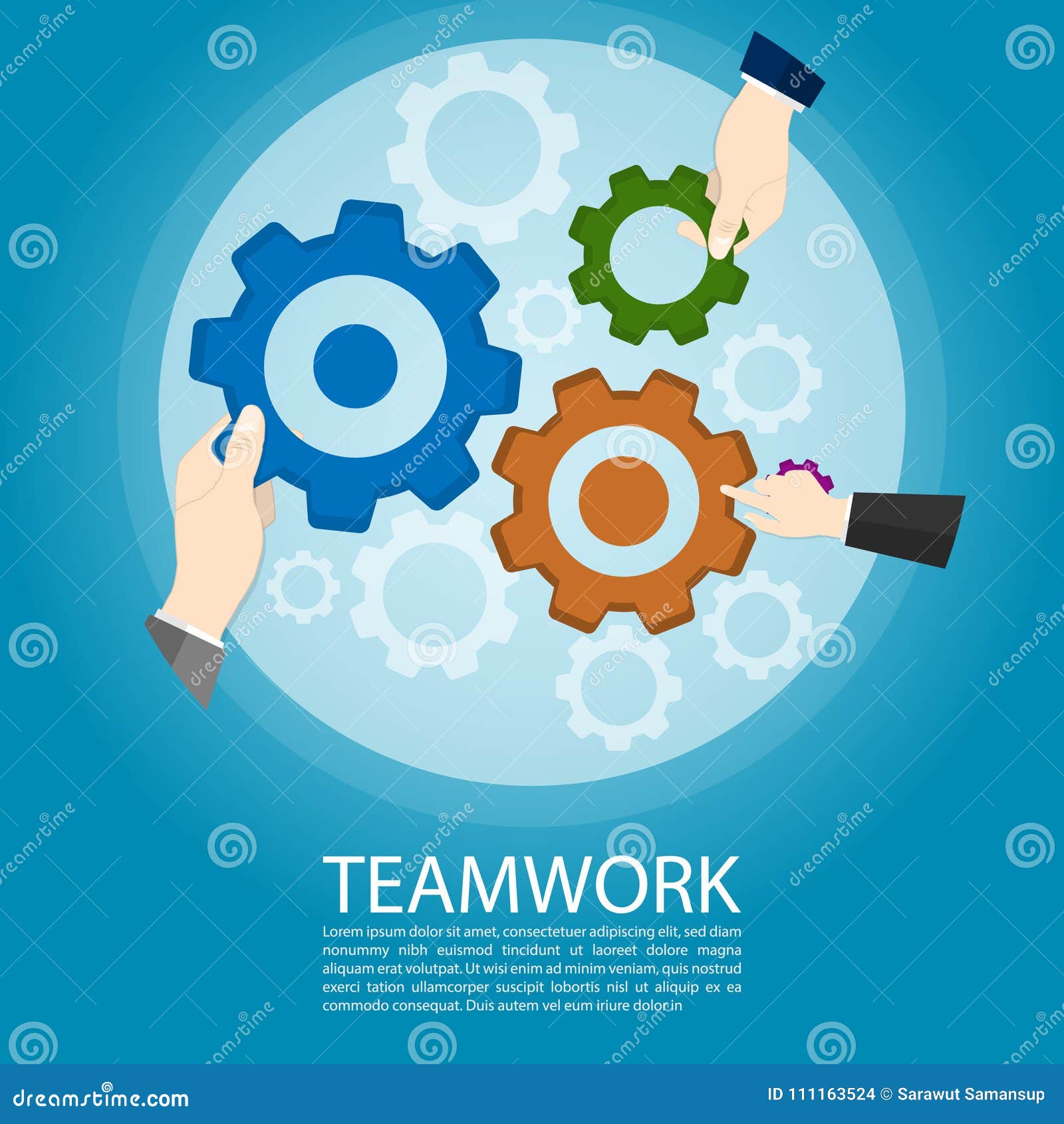 Gears Teamwork Mechanism Vector Illustration | CartoonDealer.com #266220888