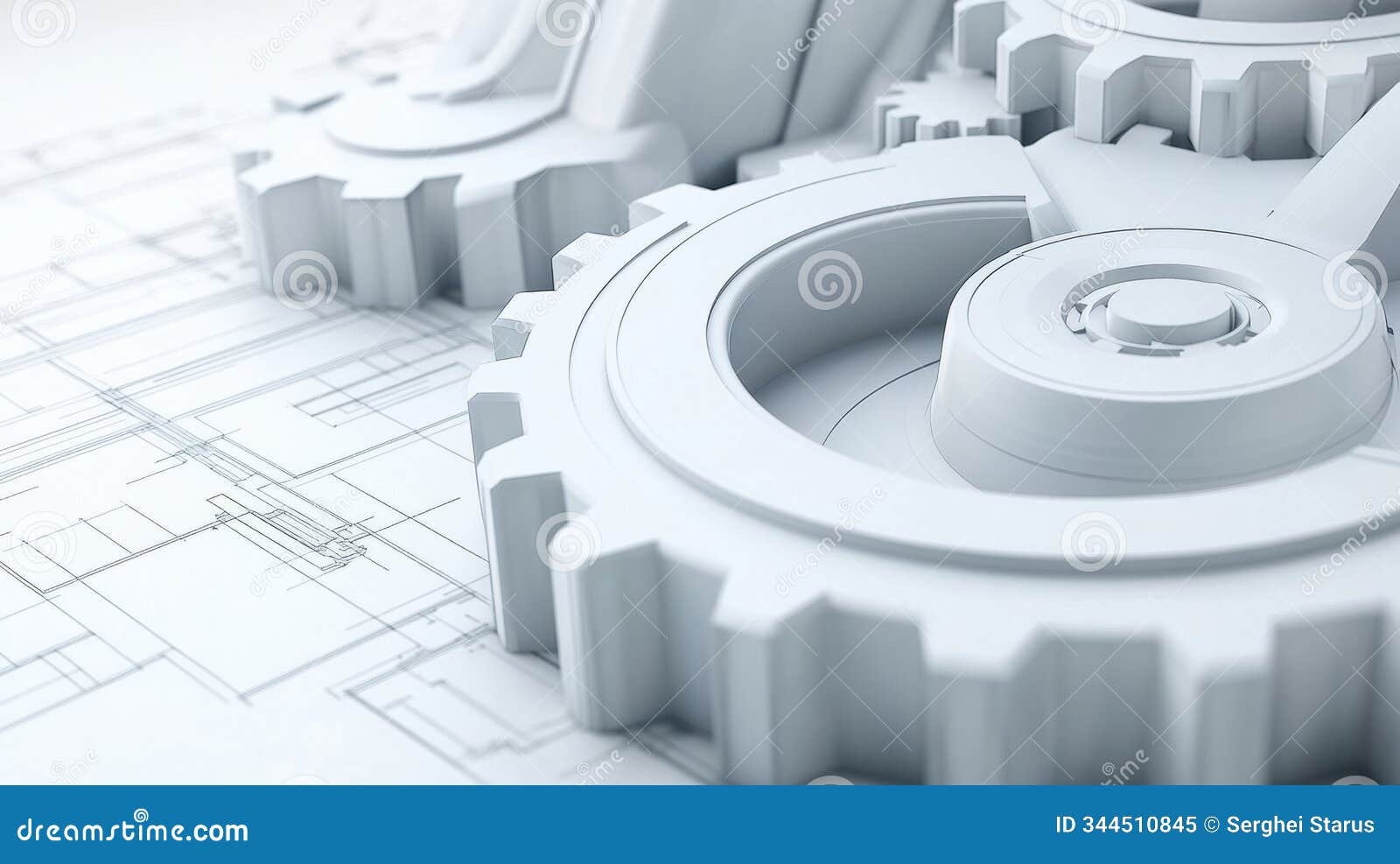Gears and Technical Drawings Symbolize Engineering Precision and ...