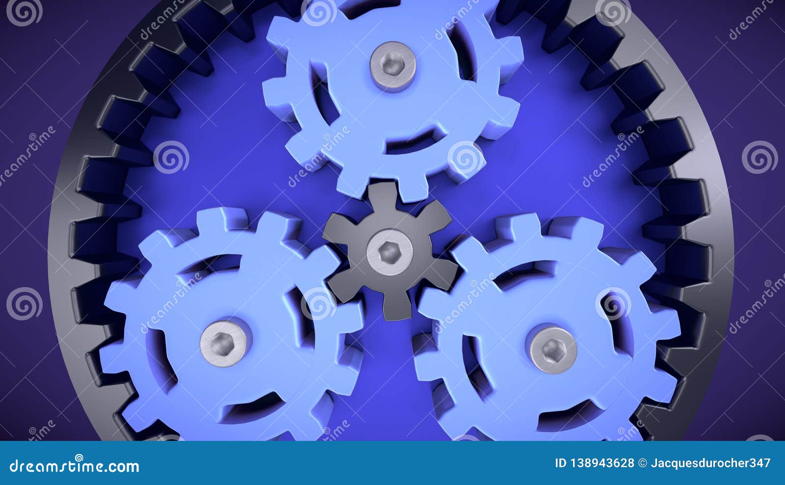 Gears Technology Mechanic Transmission Planetary System 3D Illustration ...