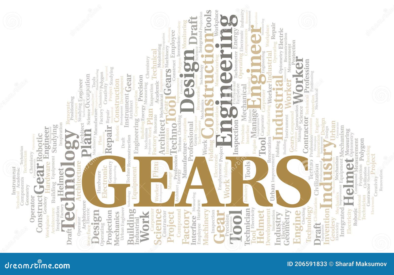 Gears Typography Word Cloud Create with the Text only Stock ...
