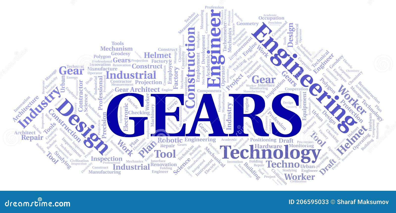 Gears Typography Word Cloud Create with the Text only Stock ...