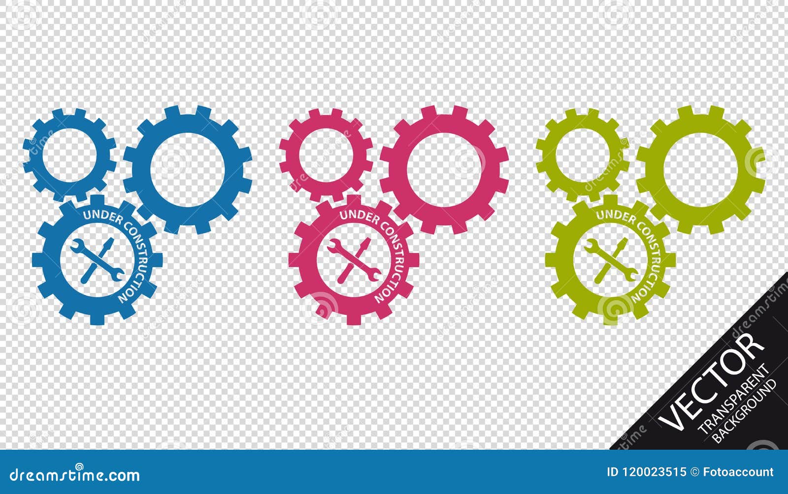 Gears Under Construction with Tools - Colorful Vector Icons - Isolated ...