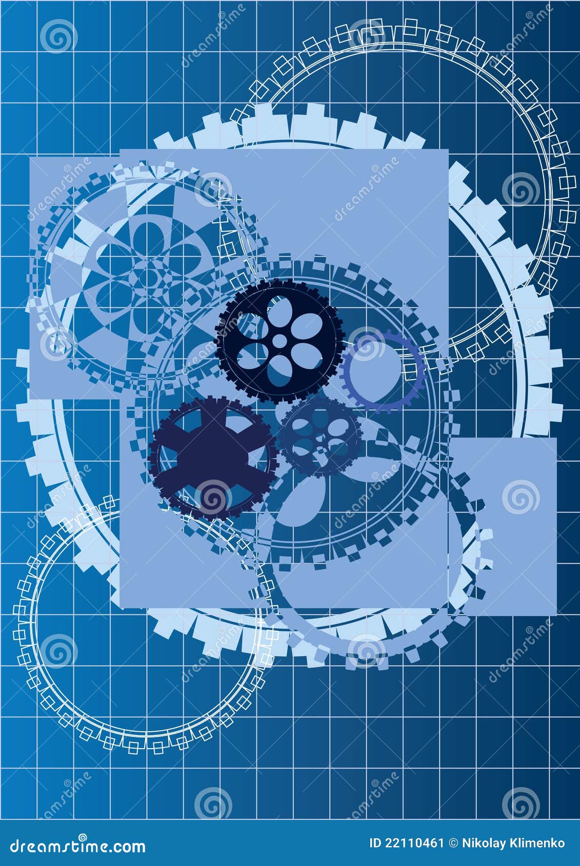 Gears Vector Blue Background Stock Vector - Illustration of pattern ...