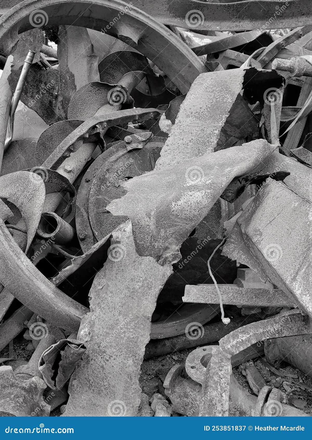 Black and White Pile of Metal Junk Abstract Shapes Stock Image - Image ...