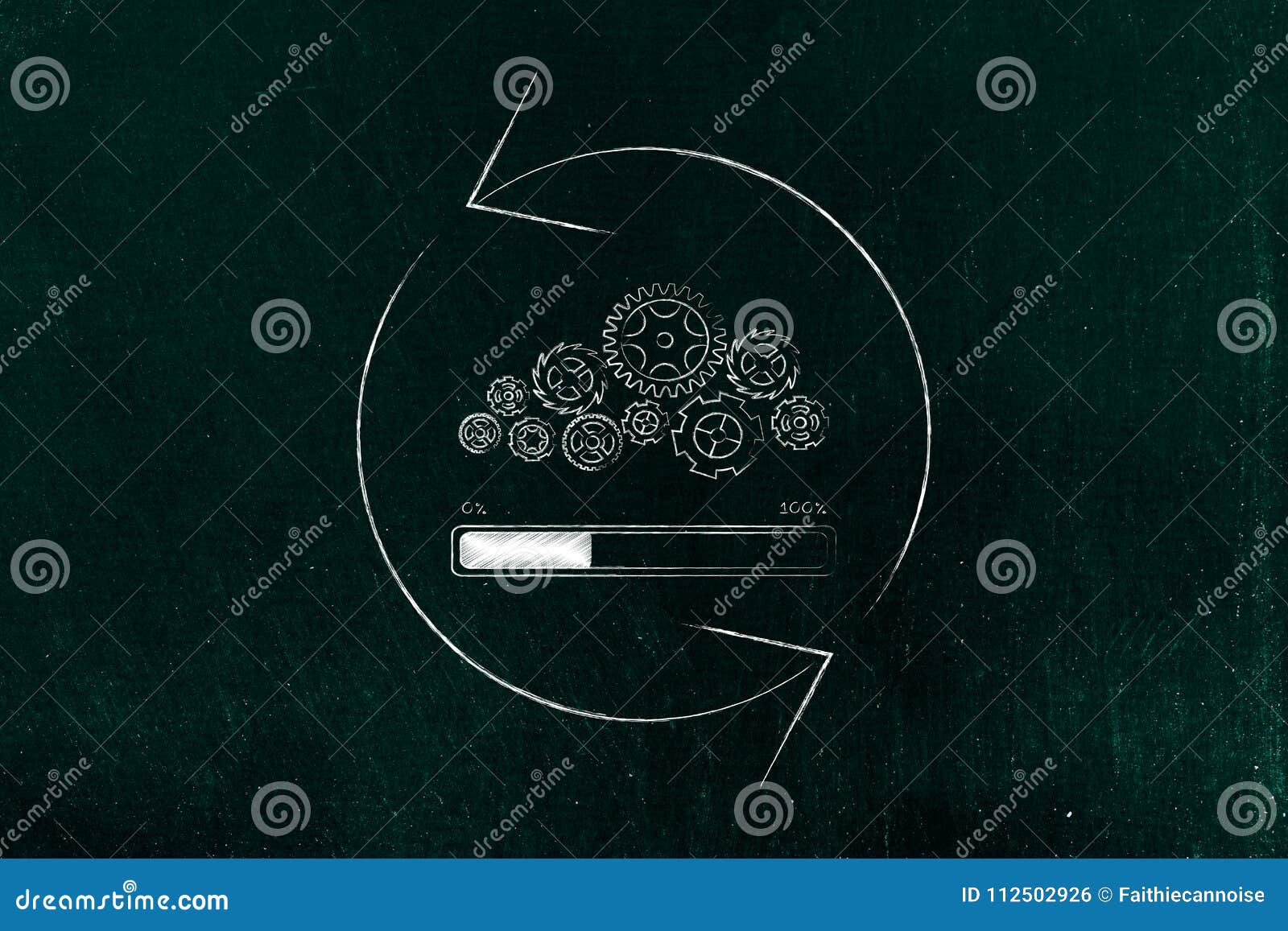Gearwheel Mechanism with Progress Bar Loading and Spinning Arrow Stock ...