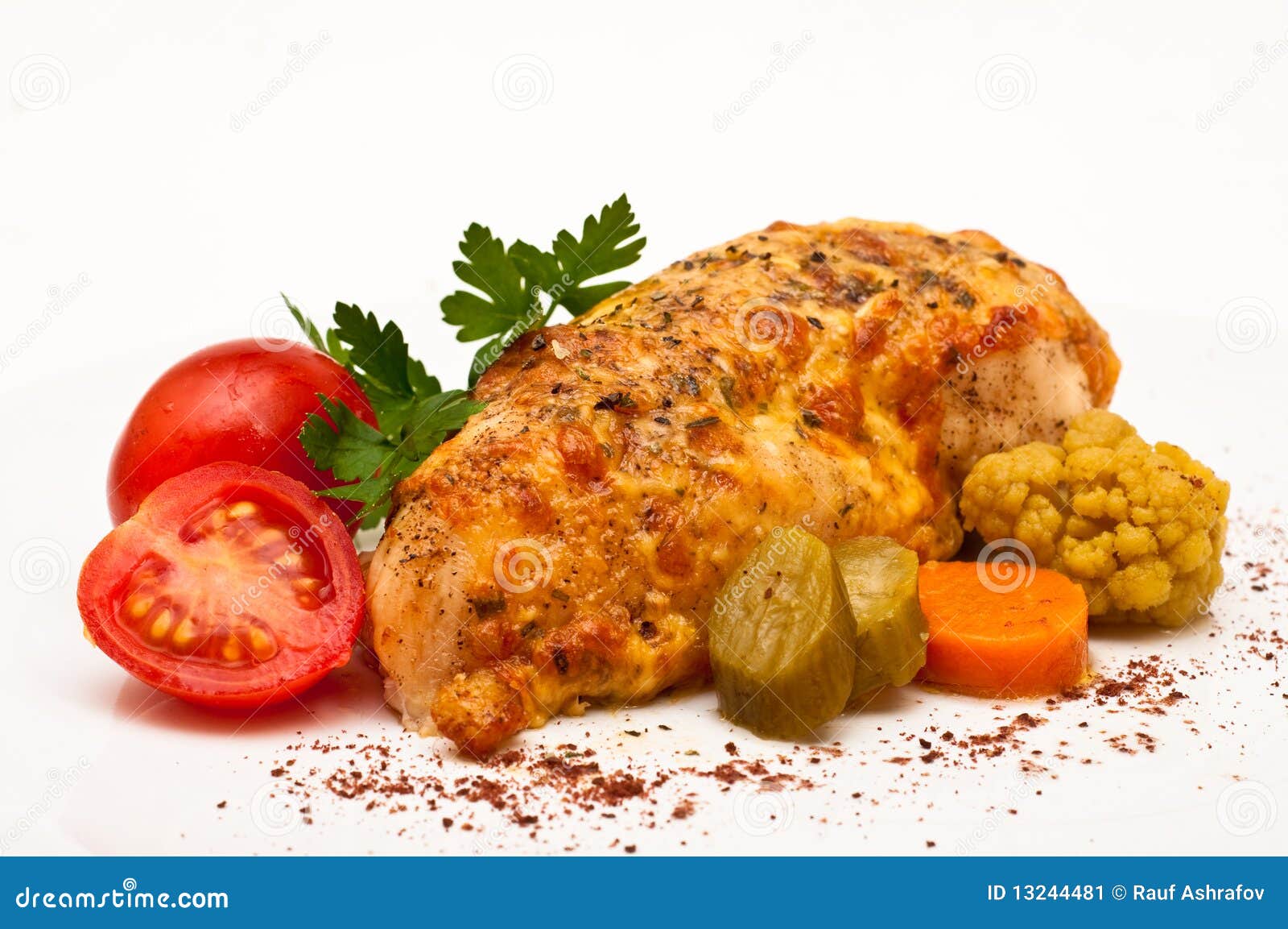 Gebakken kippenborst stock afbeelding. Image of broccoli - 13244481