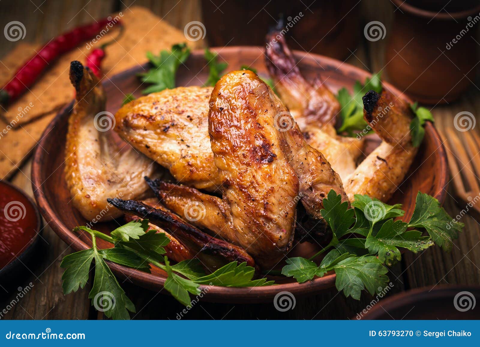 Gebakken Kippenvleugels in De Oven Stock Foto - Image of gekookt ...