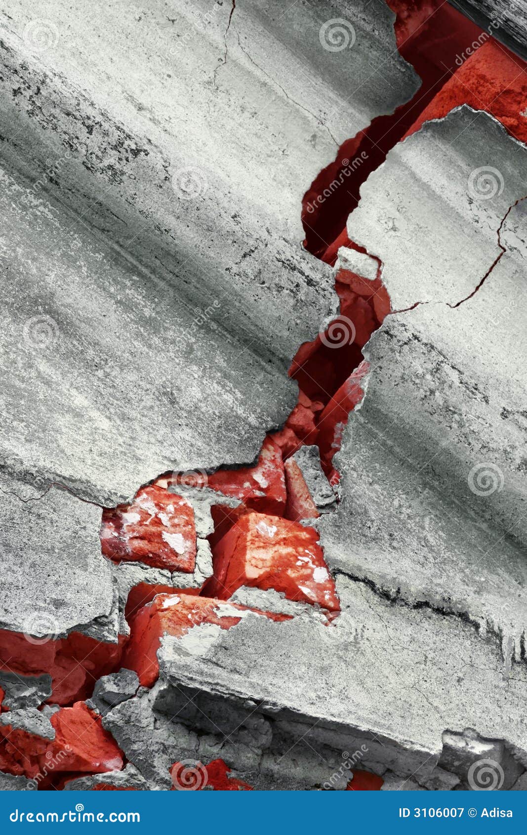 Gebarsten muur stock afbeelding. Image of beschadigd, baksteen - 3106007