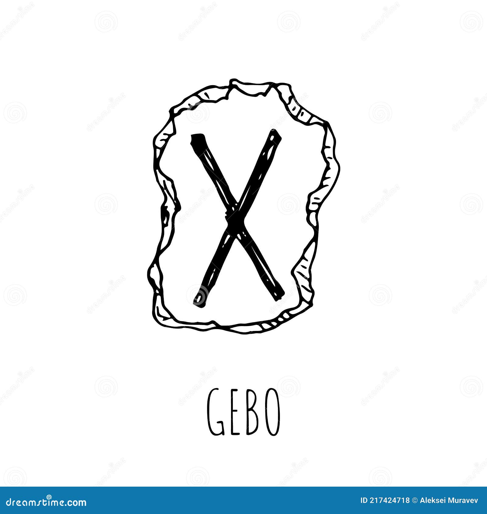 Gebo Rune Written on a Stone. Vector Illustration Stock Vector ...