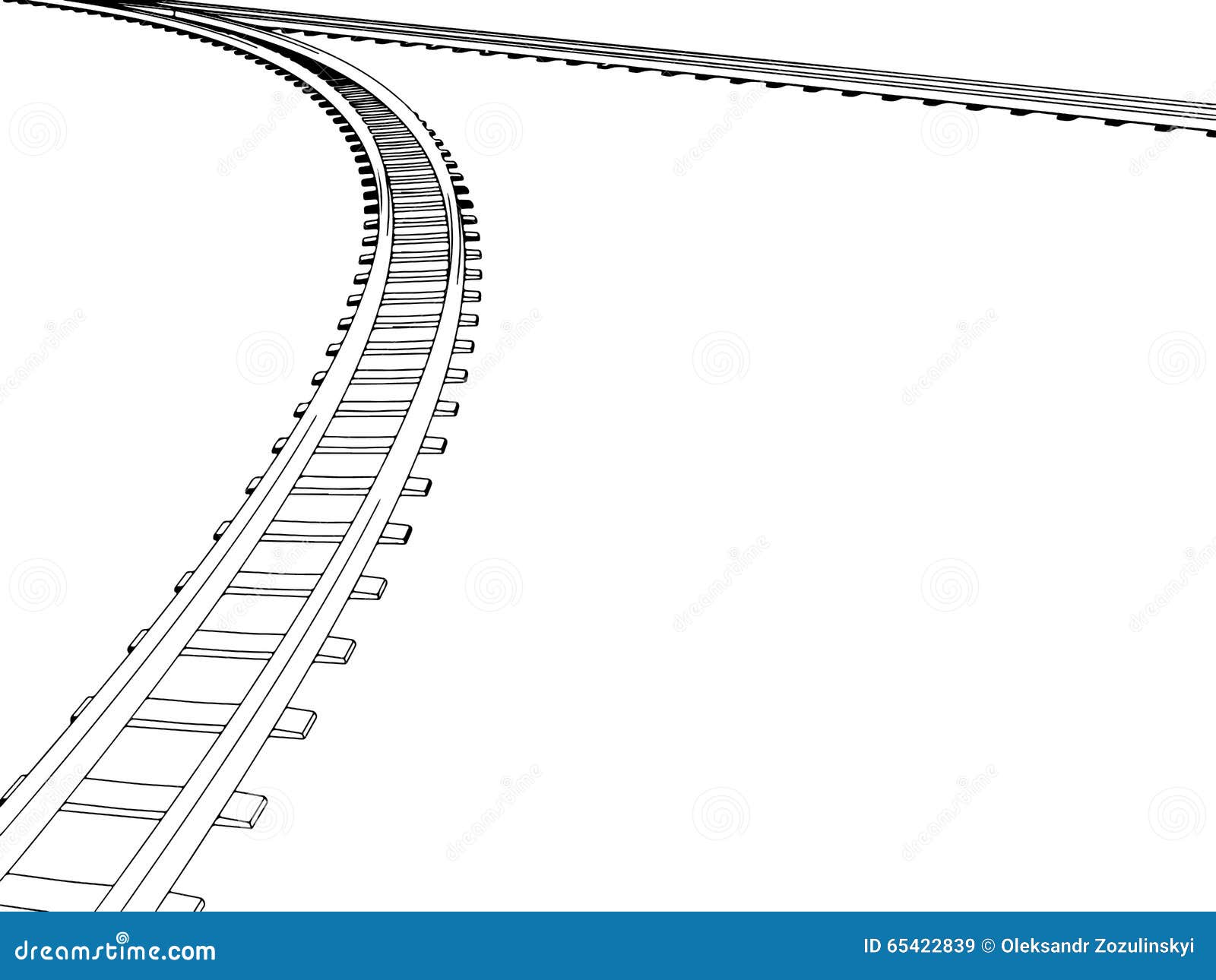 Gebogen Eindeloos Treinspoor Vector Vector Illustratie - Illustration ...