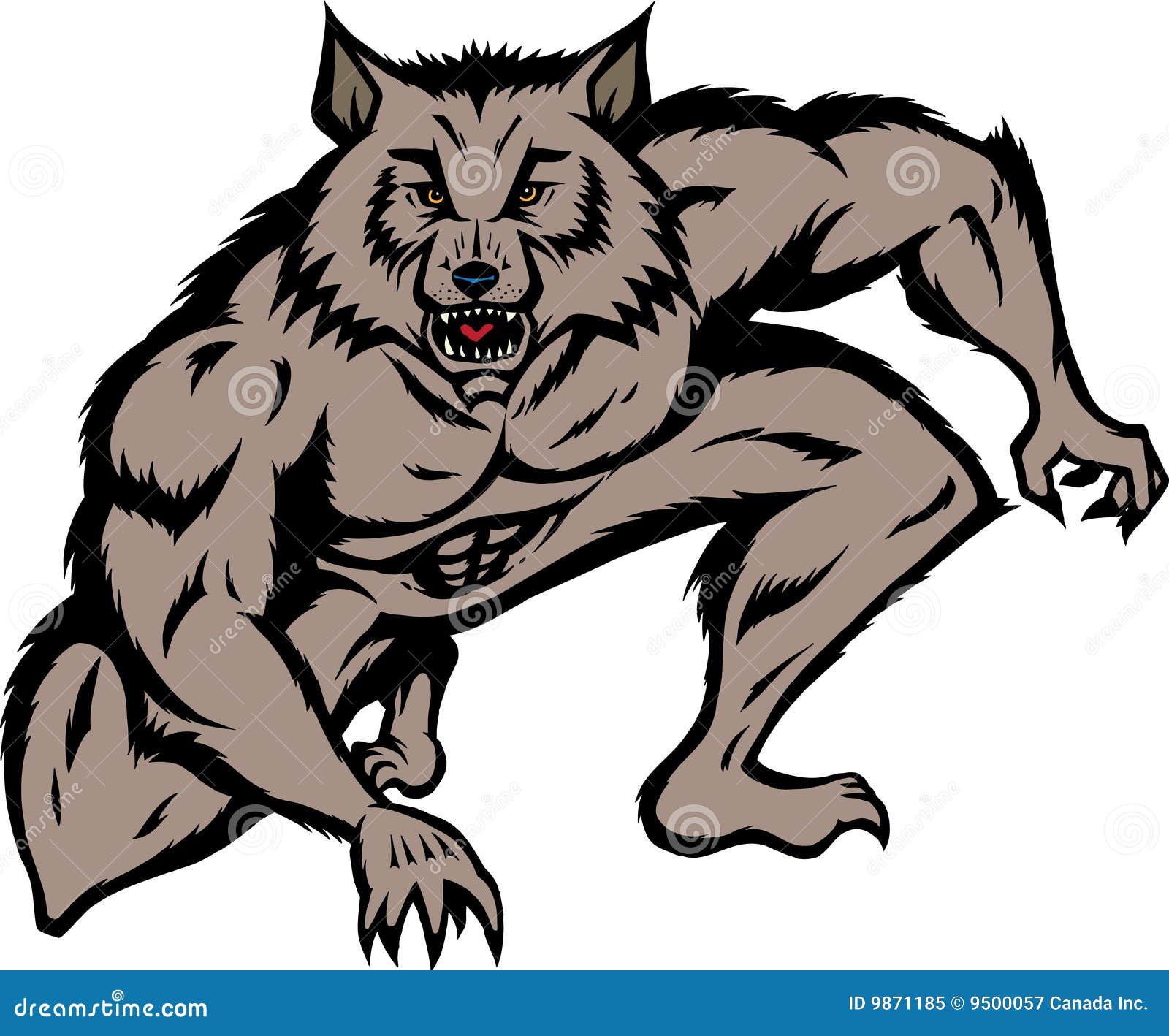 Gebogen Weerwolf vector illustratie. Illustration of wolf - 9871185