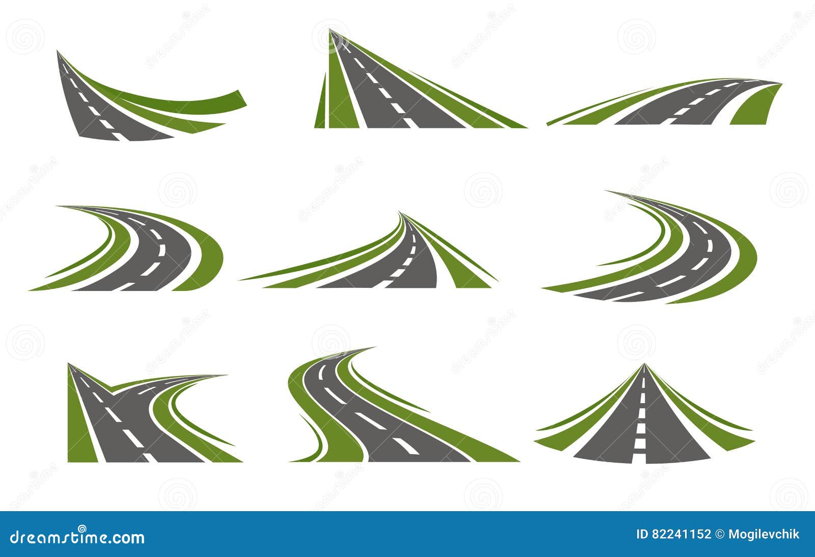 Gebogen Wegen Logo Set vector illustratie. Illustration of elementen ...