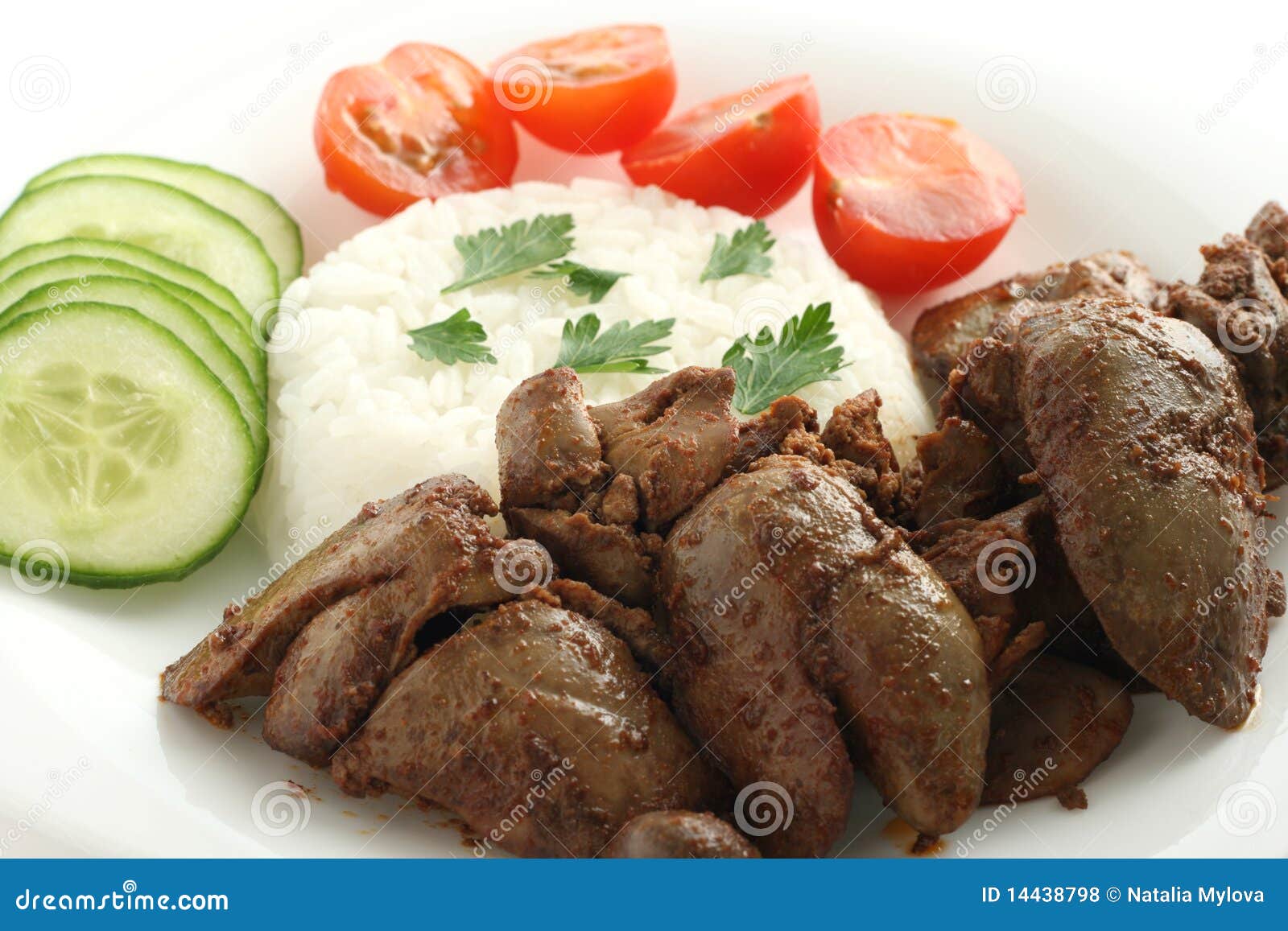 Gebraden Kippenlever Met Rijst Stock Foto - Image of gekookt, goedkoop ...