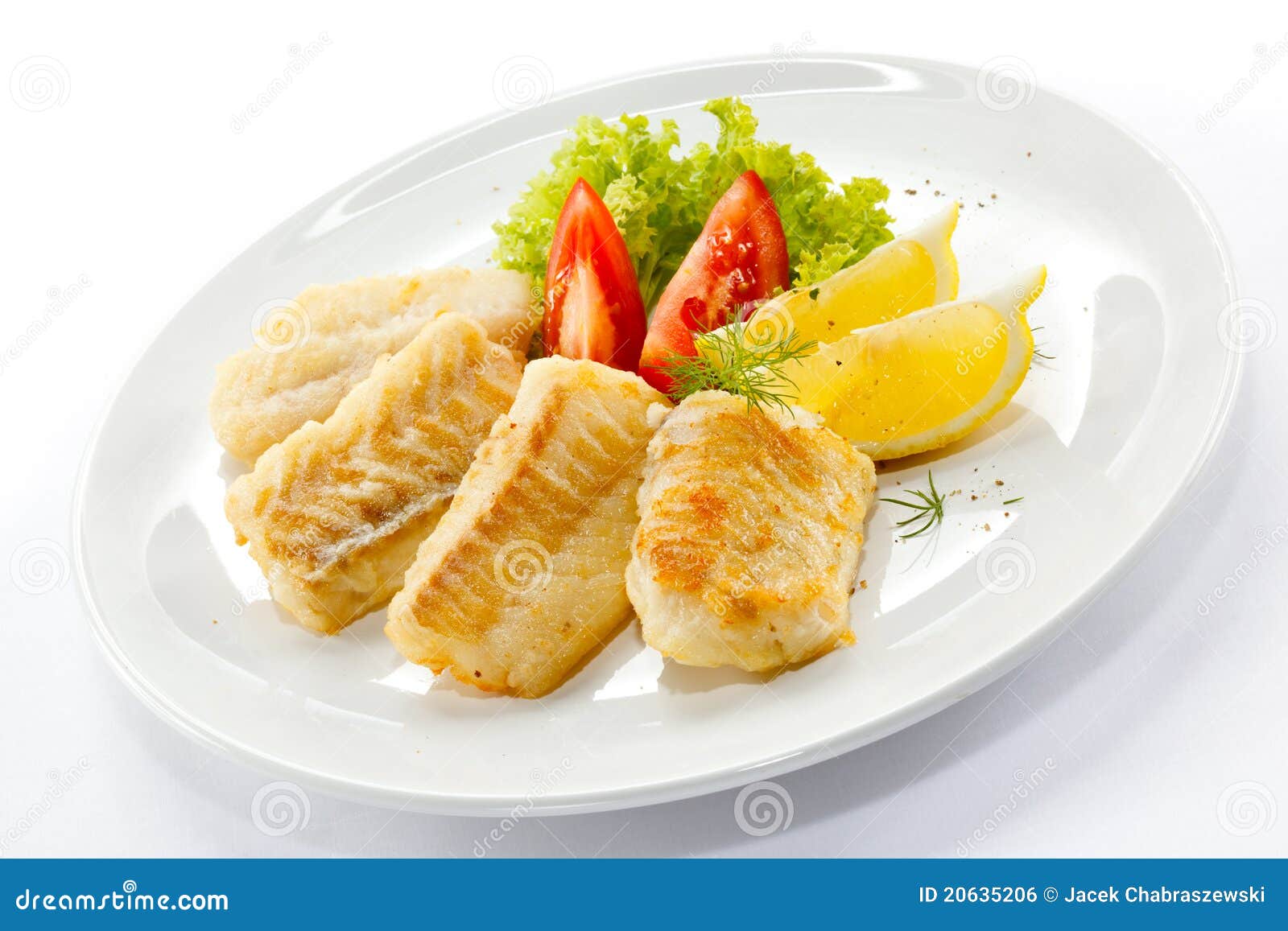 Gebratenes Fischfilet stockfoto. Bild von salat, essen - 20635206