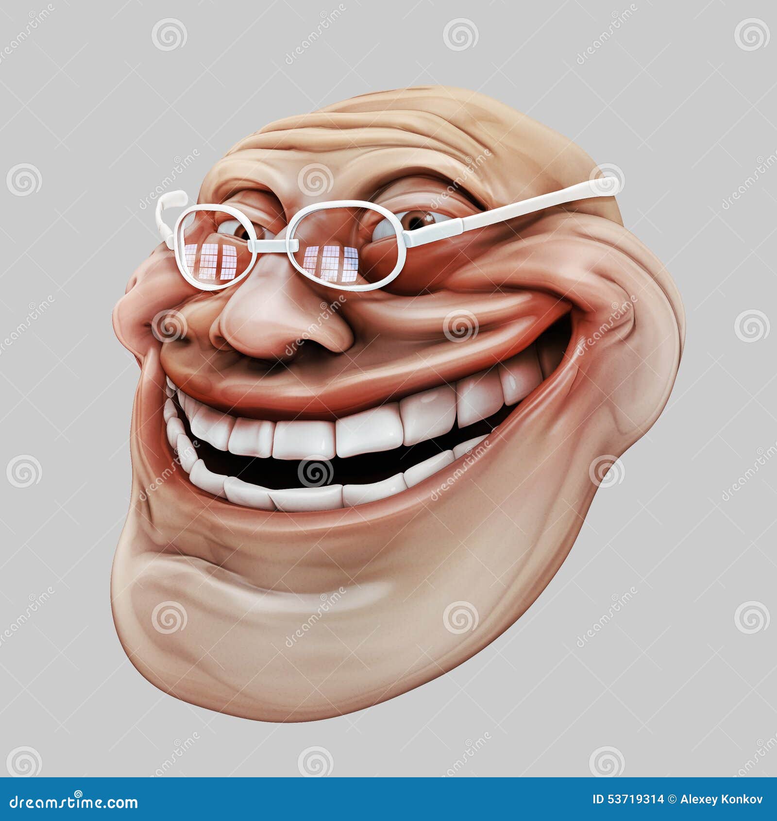 Gebrilde Trollface Internet-sleeplijn 3d Illustratie Stock Illustratie ...