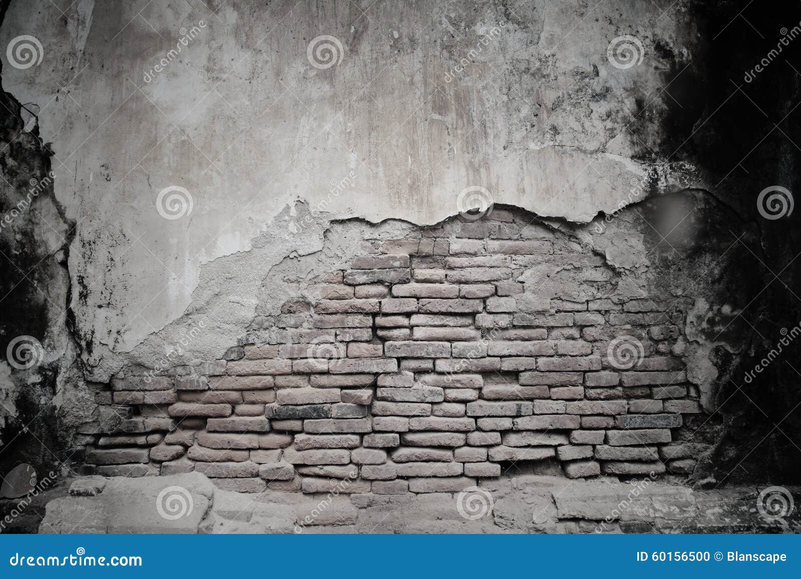 Gebrochener Zement Und Alte Backsteinmauer Stockfoto - Bild von kleber ...