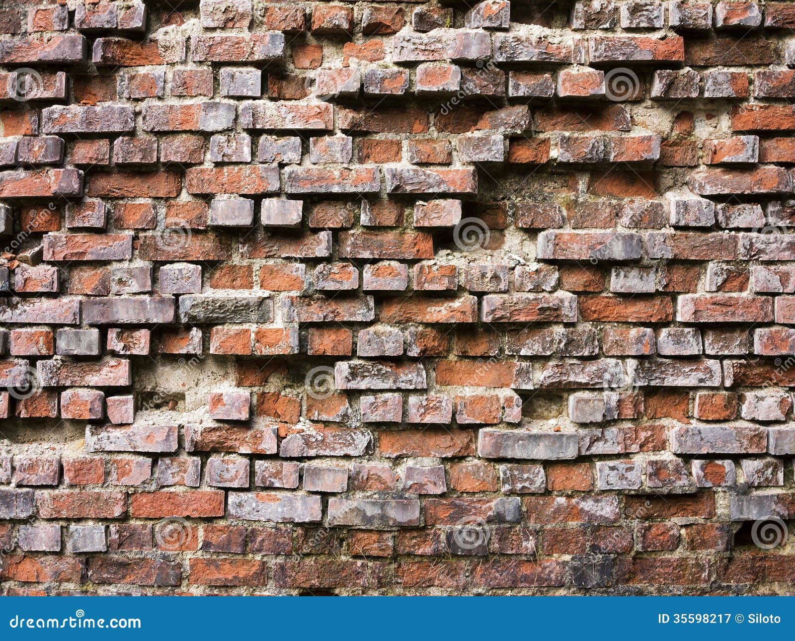 Gebroken bakstenen muur stock afbeelding. Image of gebouw - 35598217
