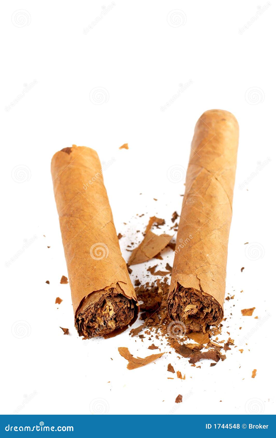 Gebroken Cubaanse sigaar stock foto. Image of rook, verslaving - 1744548