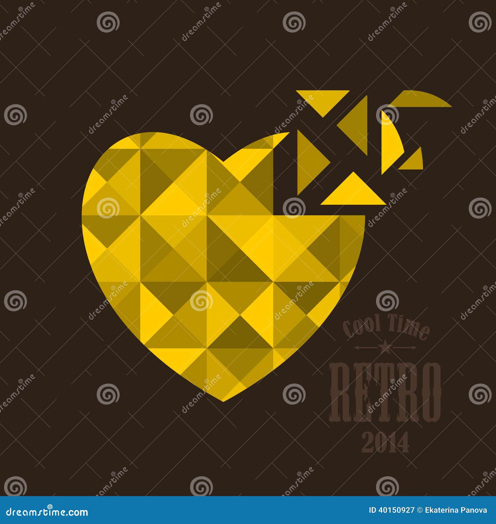 Gebroken gouden hart. vector illustratie. Illustration of goud - 40150927