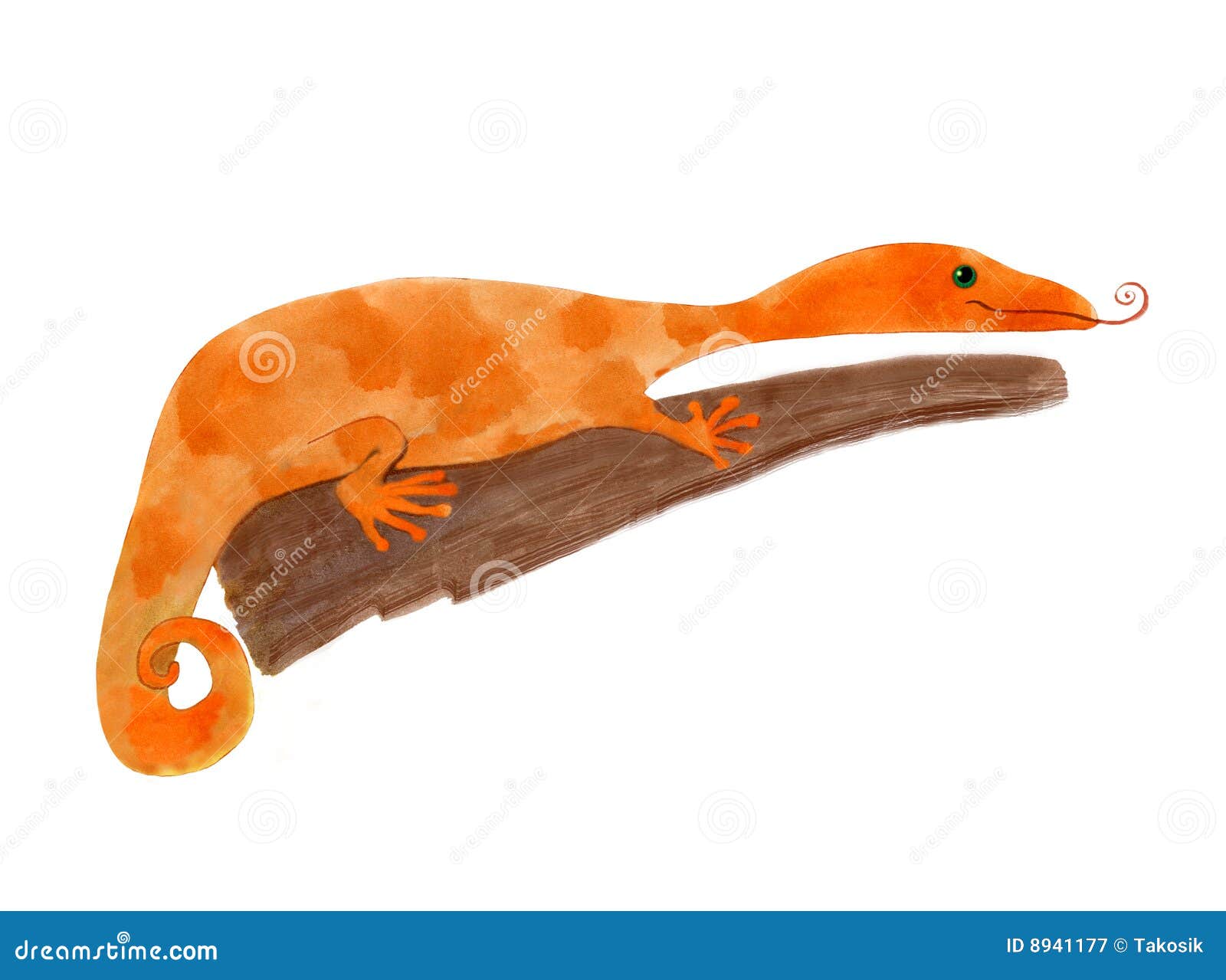 Gecko stock illustration. Illustration of watercolor, gecko - 8941177