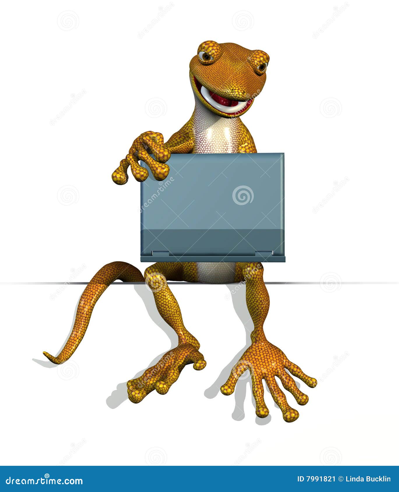 Gecko auf Rand mit Laptop stock abbildung. Illustration von notizbuch ...