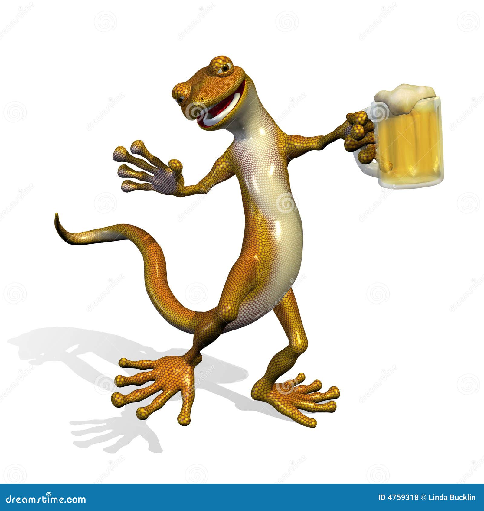 Gecko with Beer stock illustration. Illustration of cartoon - 4759318