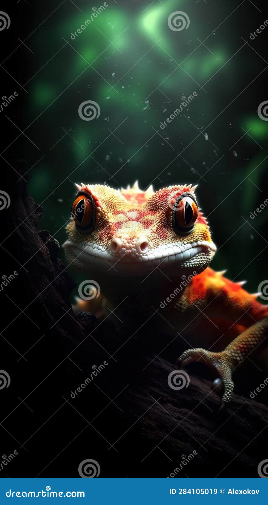 Gecko Collage on Dark Background. Stock Illustration - Illustration of ...