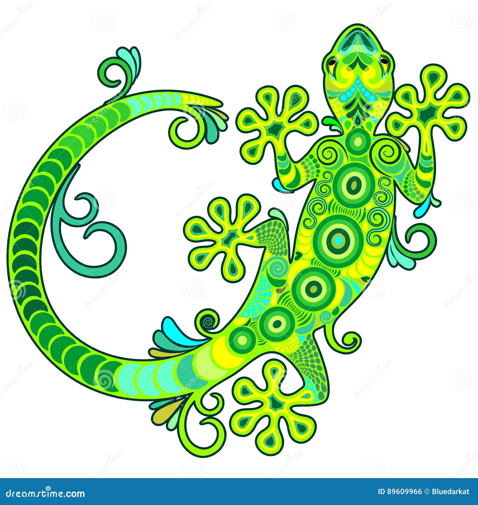 Gecko Lizard Ornamental Tattoo Style Stock Vector - Illustration of ...