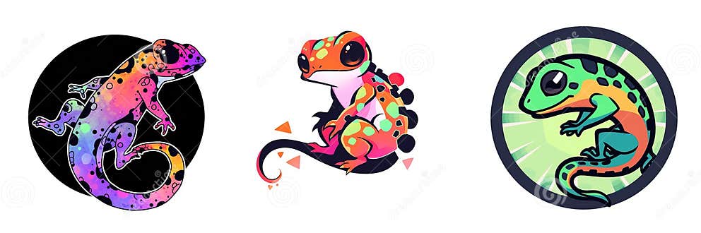 Gecko Logo 2D AI Generated stock illustration. Illustration of scales ...