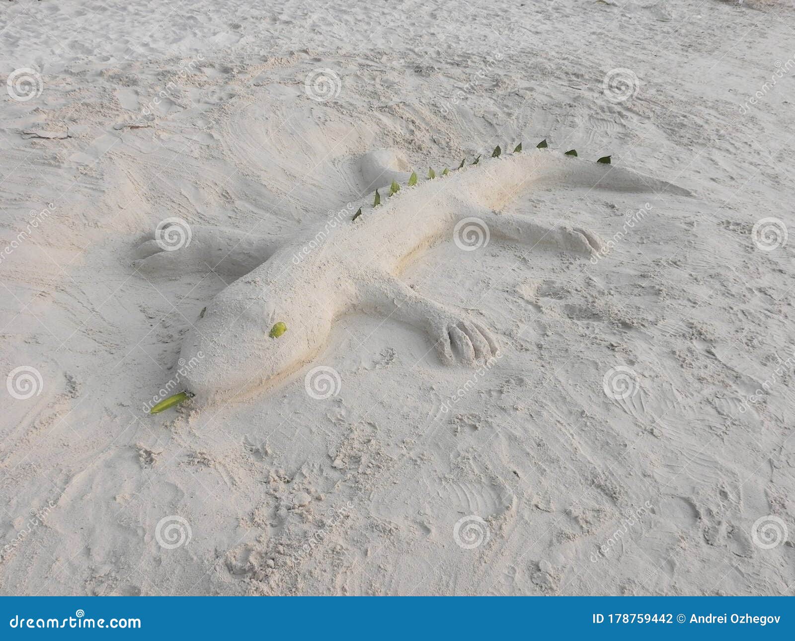 Gecko Made of Sand on the Seashore. Sand Figure Stock Photo - Image of ...