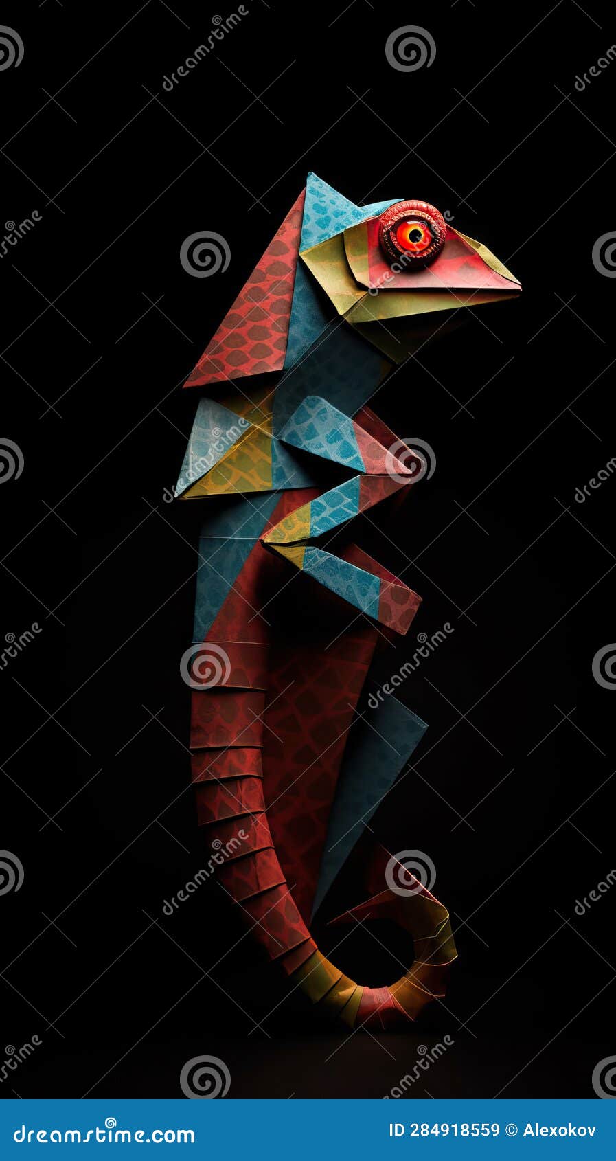 Gecko Origami on Dark Background AI Generated Stock Illustration ...