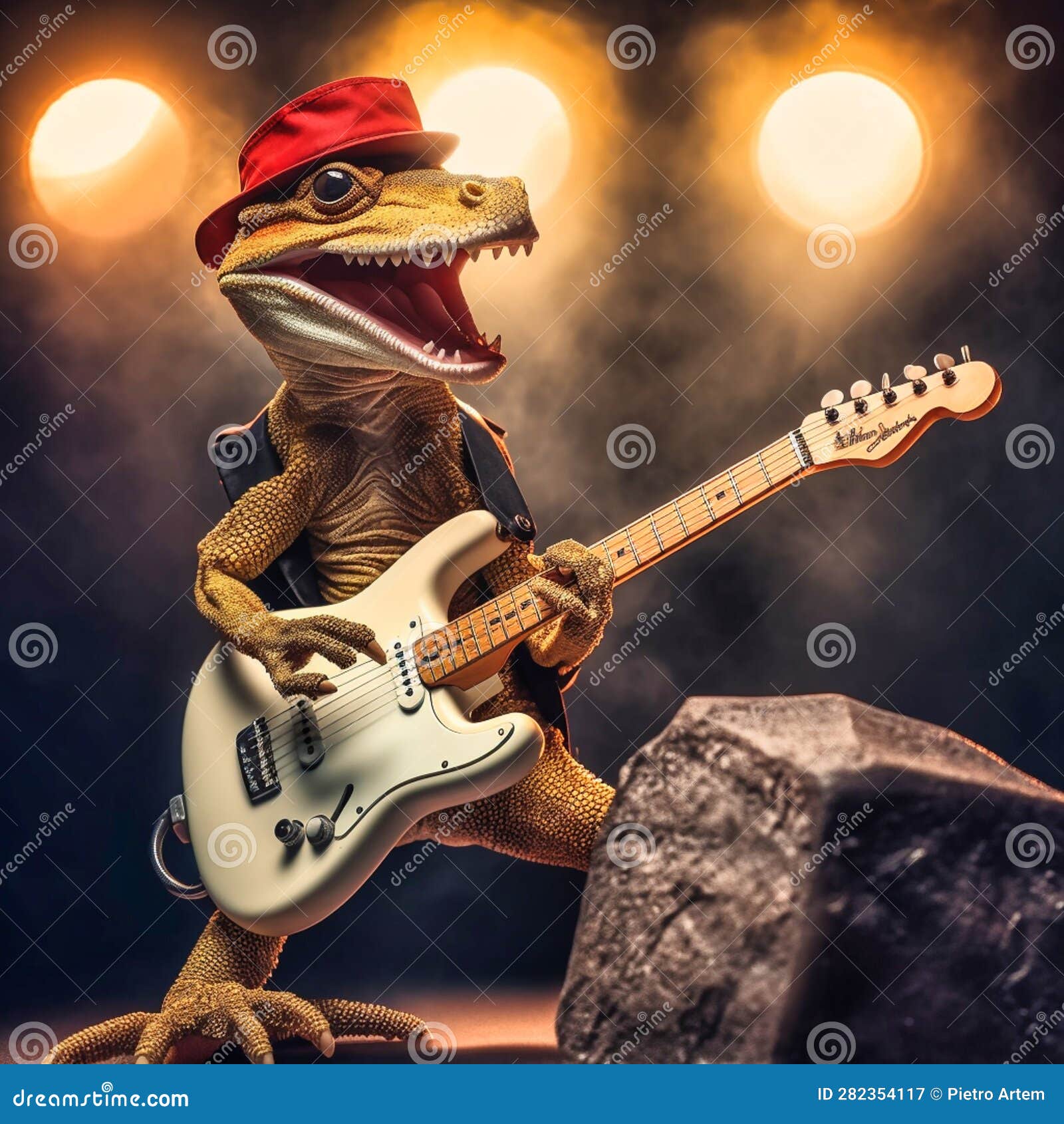 Gecko Playing Electric Guitar on Stage, Generative AI Stock Image ...