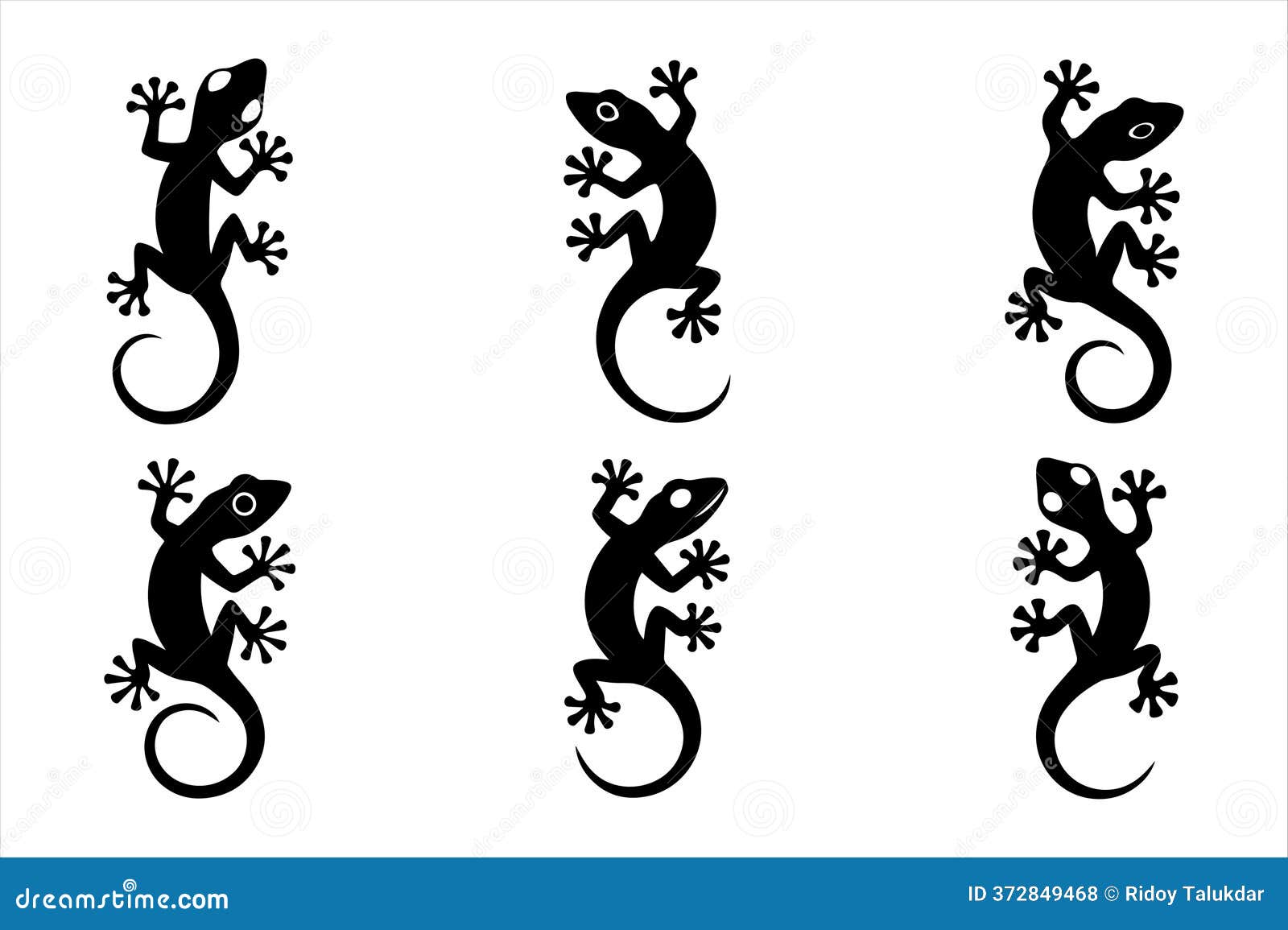 Gecko Silhouette Set Diverse Lizard Poses Vector Illustration ...