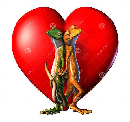 Geckos in Love - with Clipping Path Stock Illustration - Illustration ...
