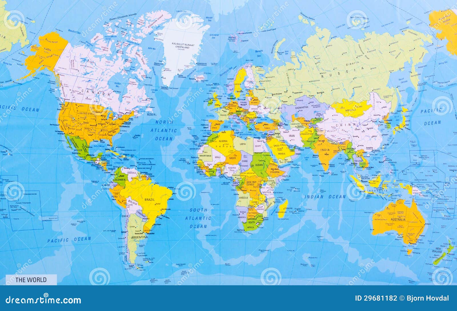 Gedetailleerde wereldkaart stock foto. Image of indië - 29681182