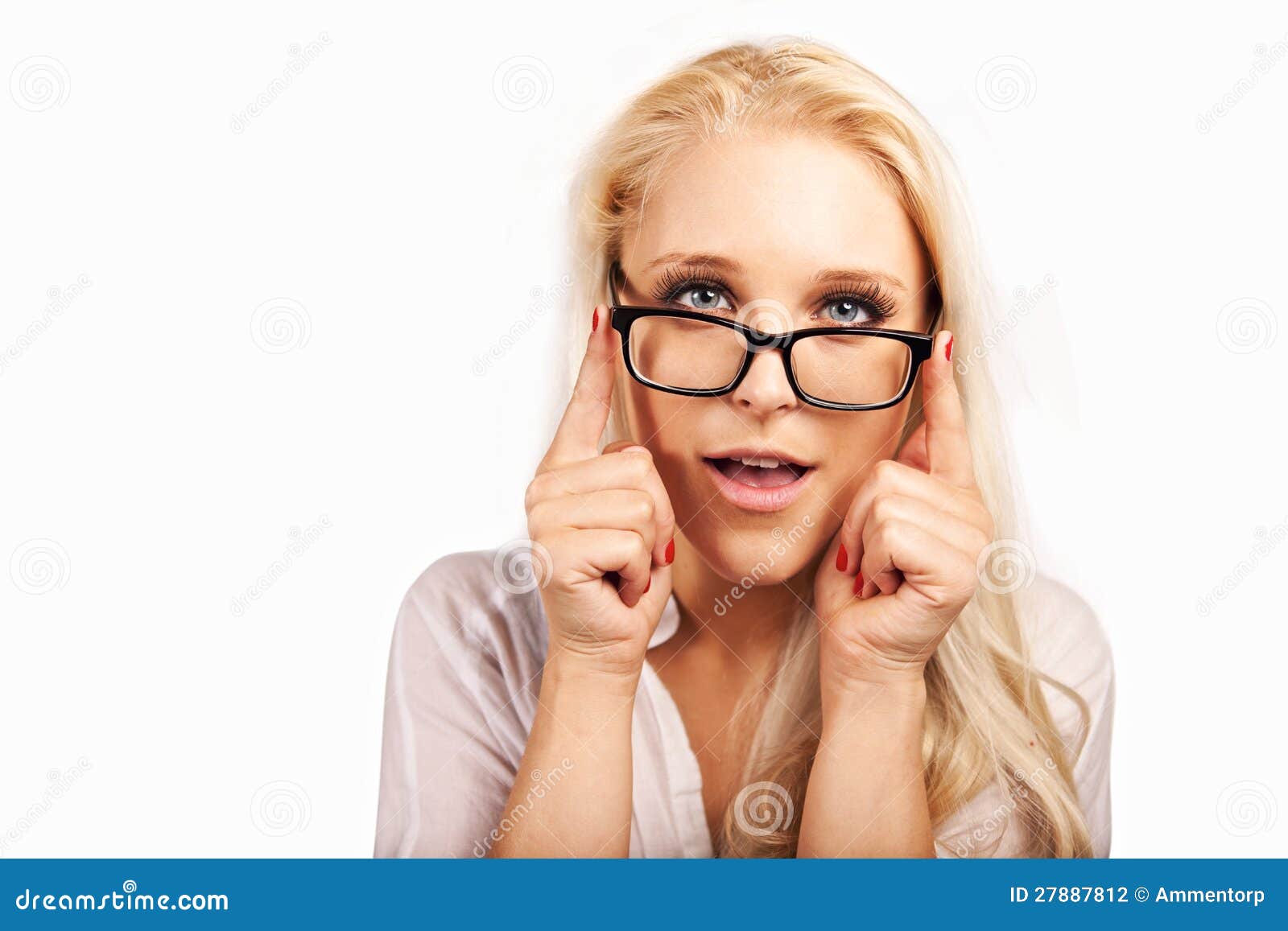 Geek Adjusting Her Nerdy Glasses Stock Photo - Image of awkward ...