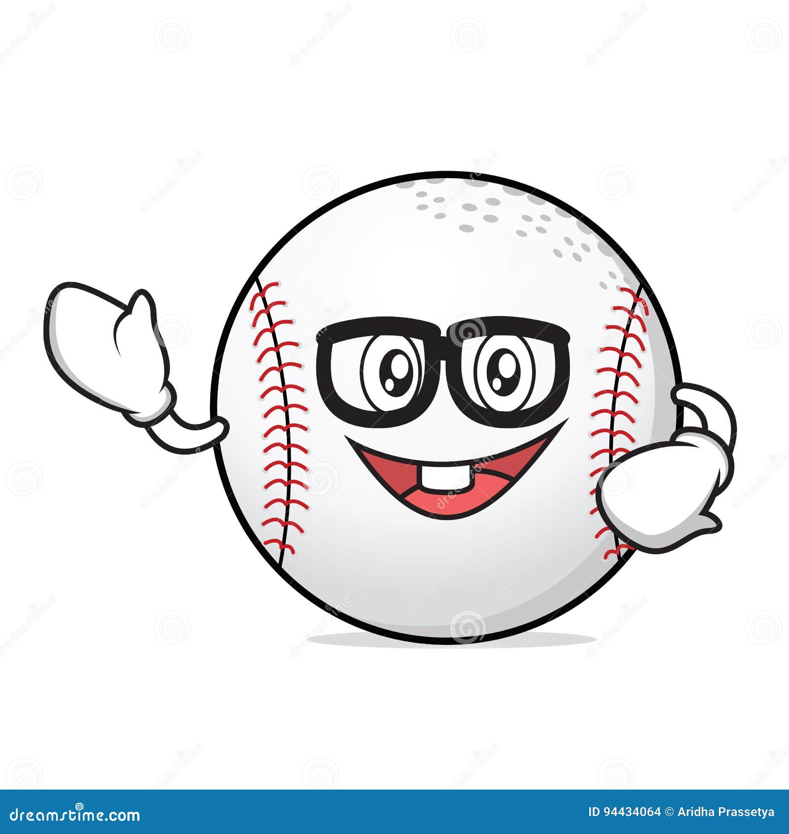 Geek Baseball Cartoon Character Collection Stock Vector - Illustration ...