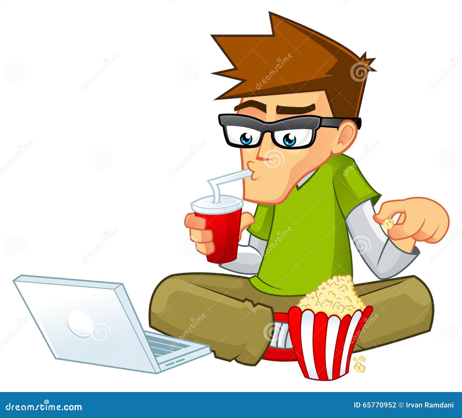 Geek Boy Cartoon stock vector. Illustration of laptop - 65770952