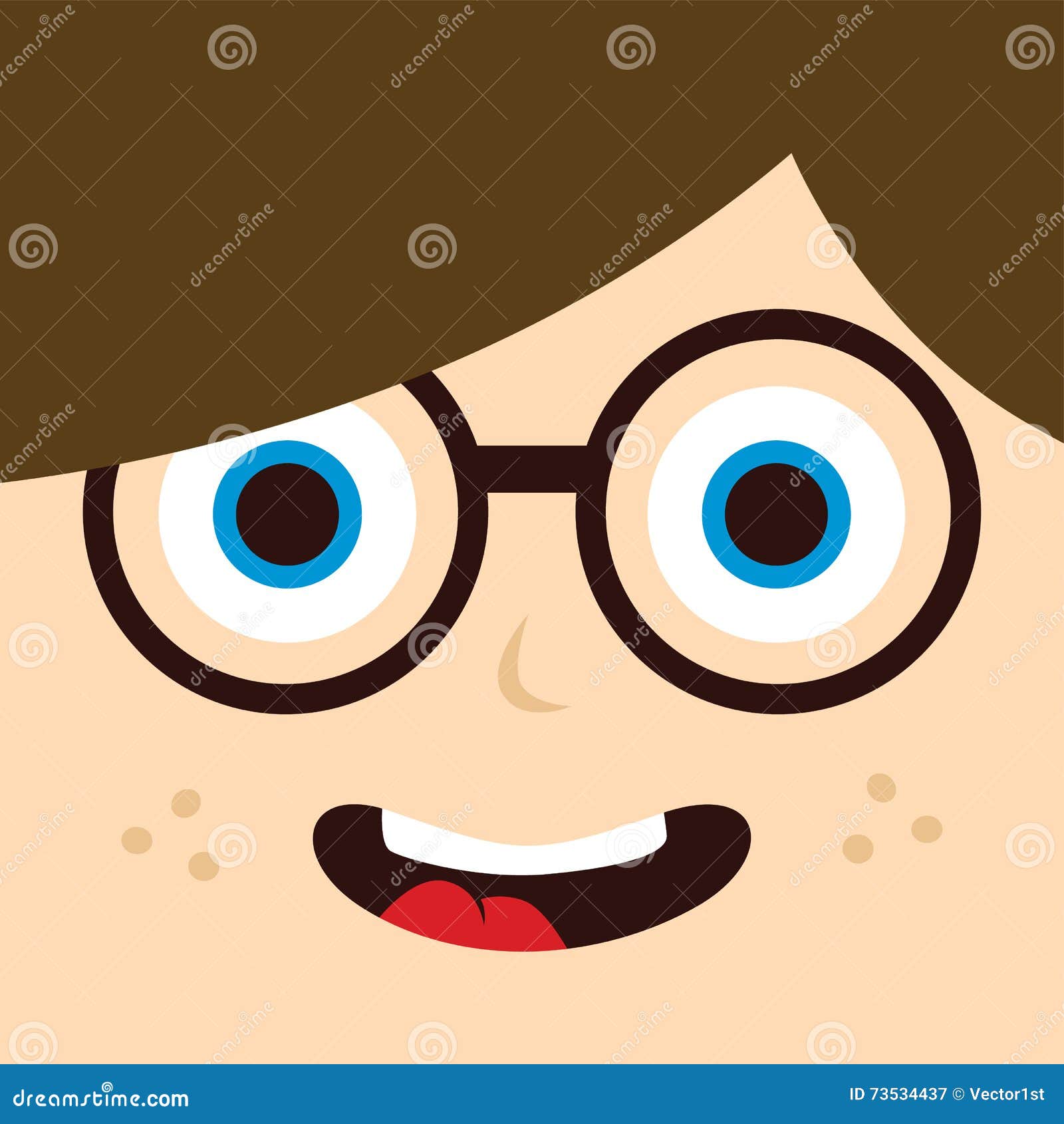 Geek cartoon character stock vector. Illustration of happy - 73534437