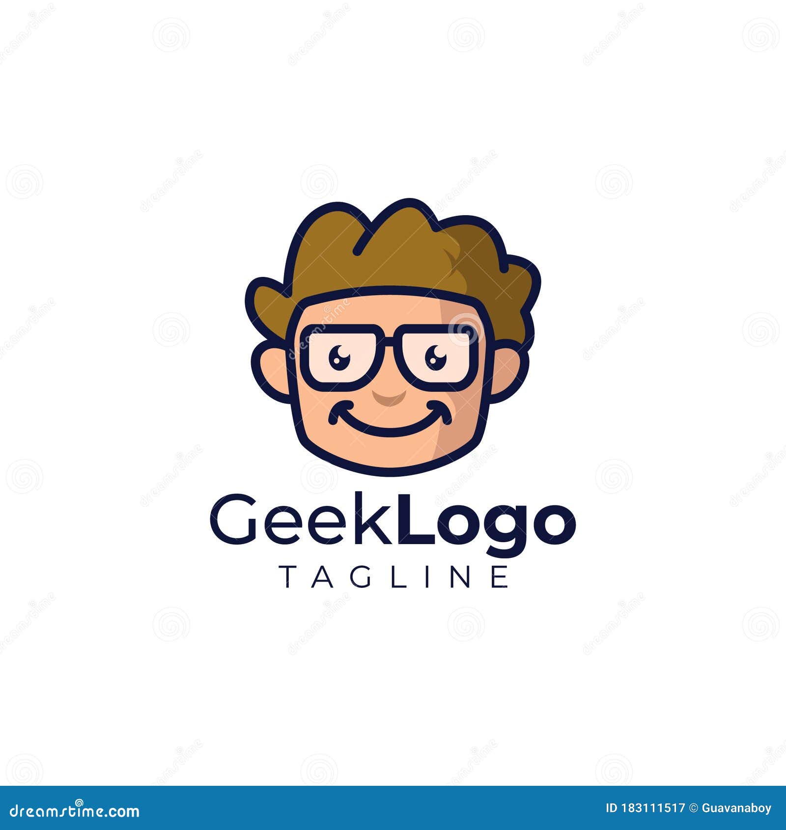 Geek Cartoon Mascot Logo Template Stock Vector - Illustration of baby ...