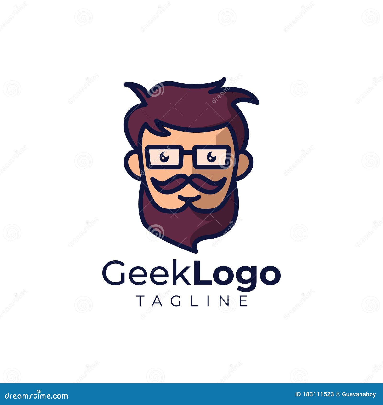 Geek Cartoon Mascot Logo Template Stock Vector - Illustration of genius ...