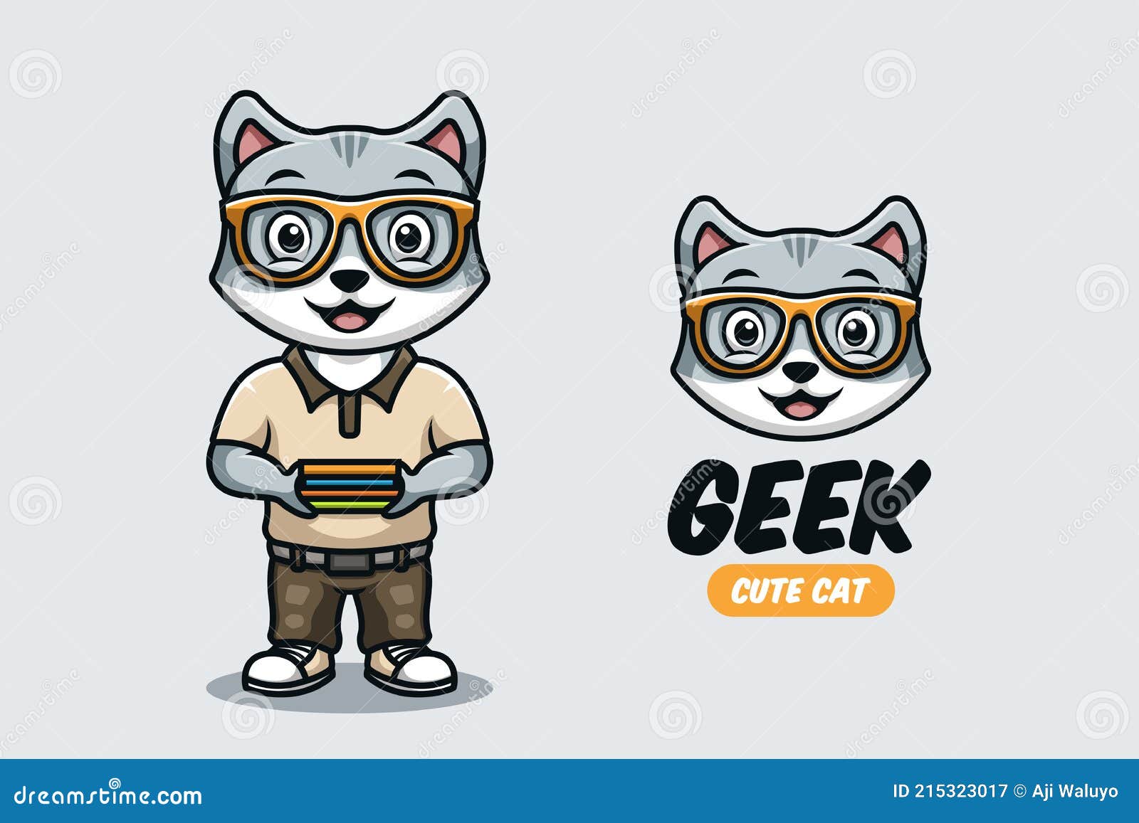 Geek Cat Mascot stock vector. Illustration of mascot - 215323017