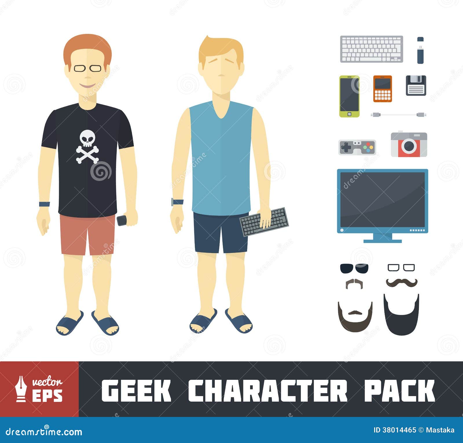 Geek Character Set stock vector. Illustration of drive - 38014465