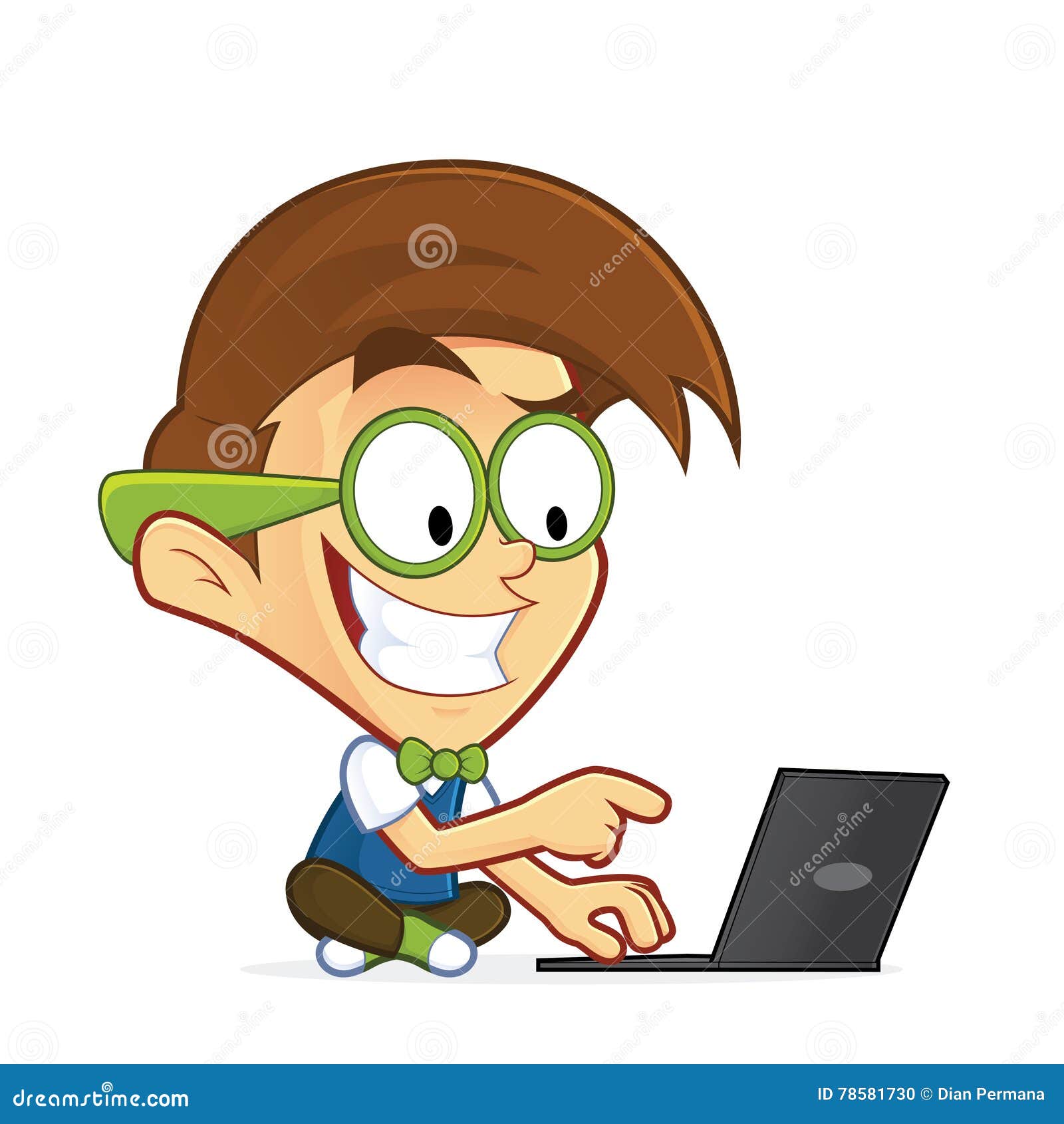 Geek Del Nerd Con Il Suo Computer Portatile Illustrazione Vettoriale ...