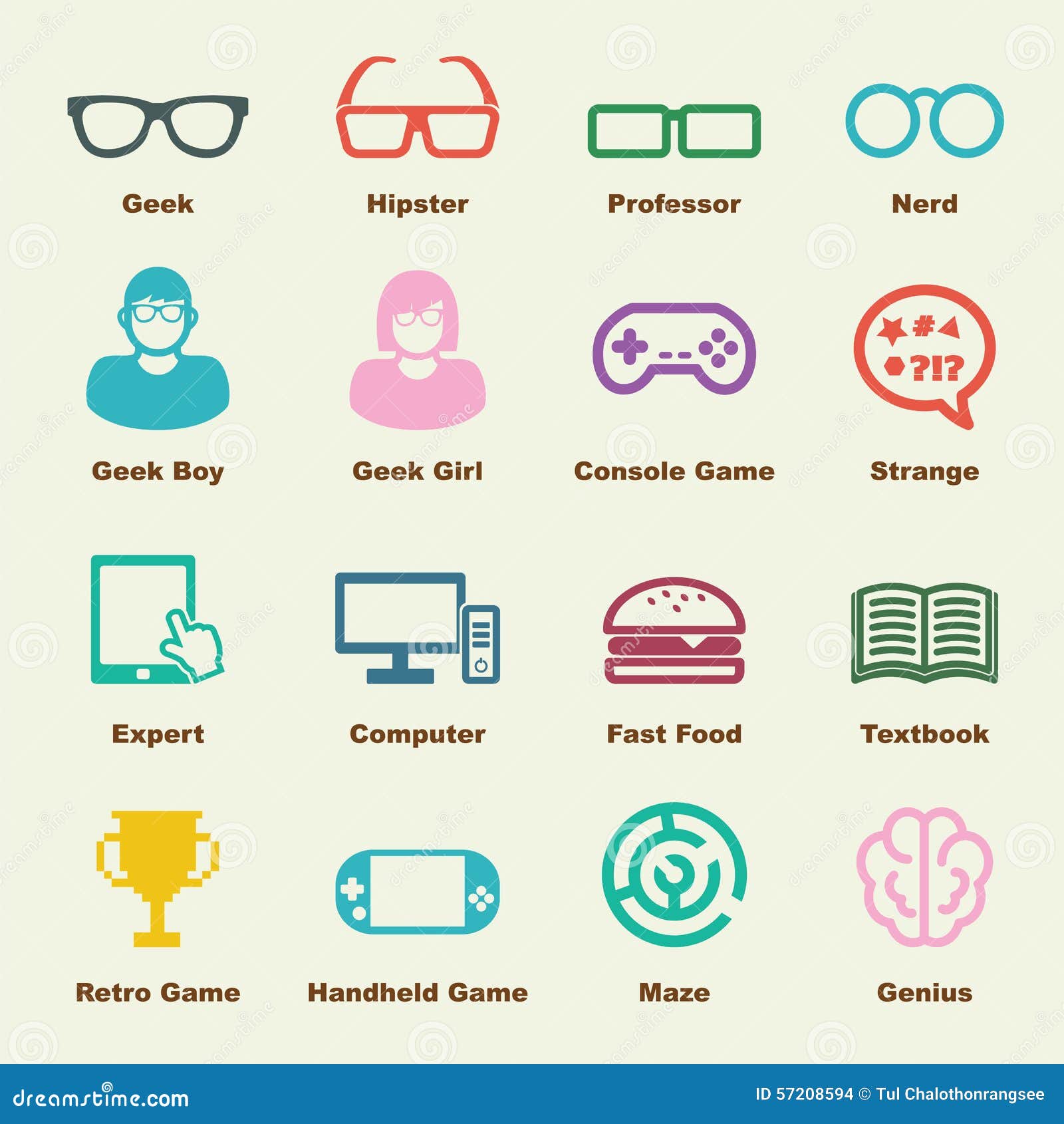 Geek elements stock vector. Illustration of brain, junk - 57208594