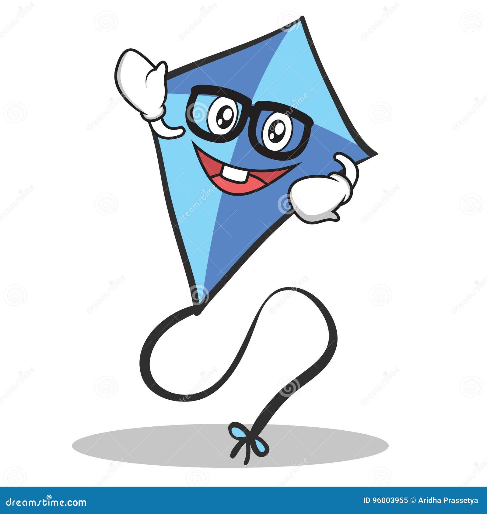 Geek Face Blue Kite Character Cartoon Stock Vector - Illustration of ...