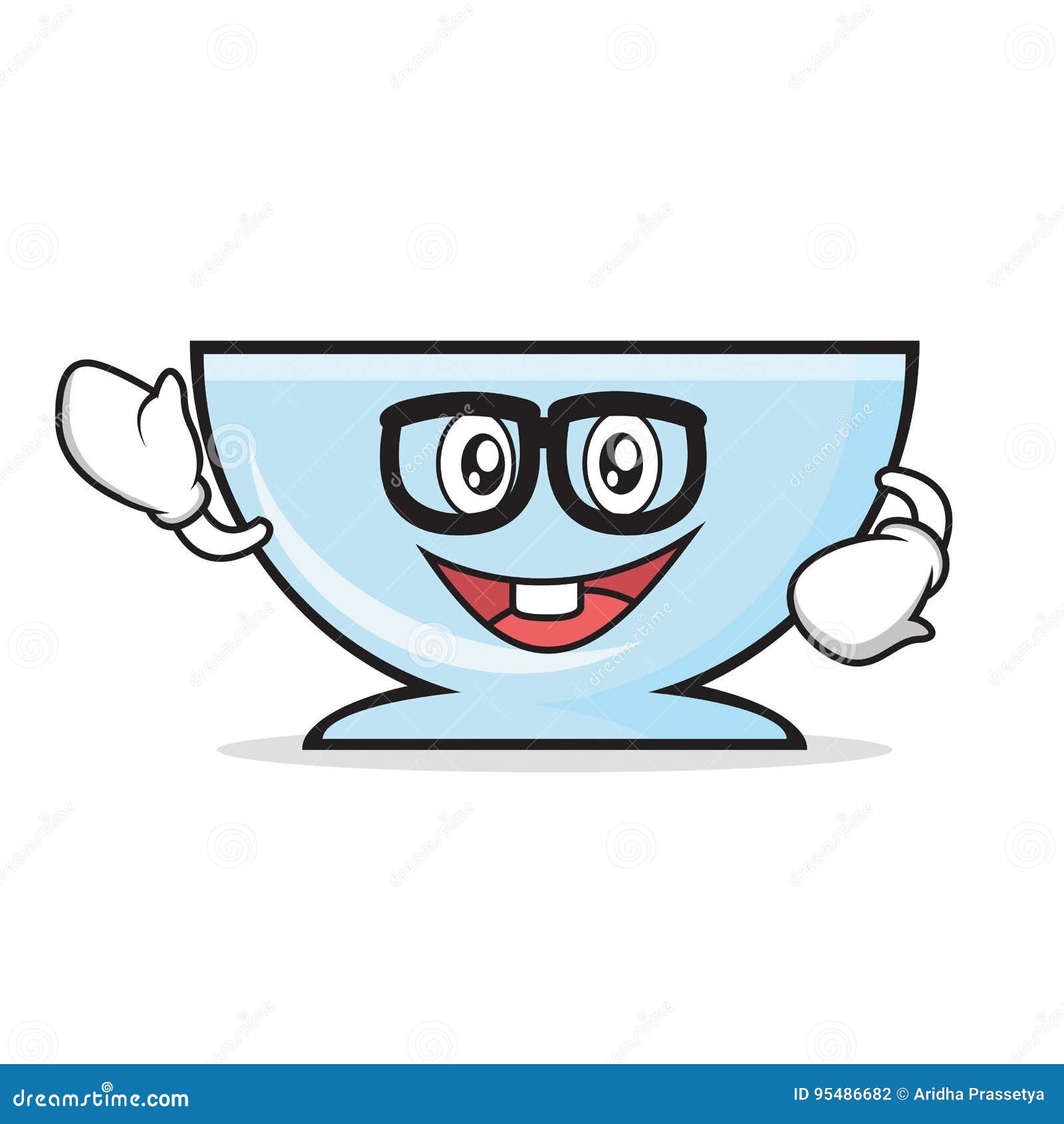 Geek Face Bowl Character Cartoon Style Stock Vector - Illustration of ...