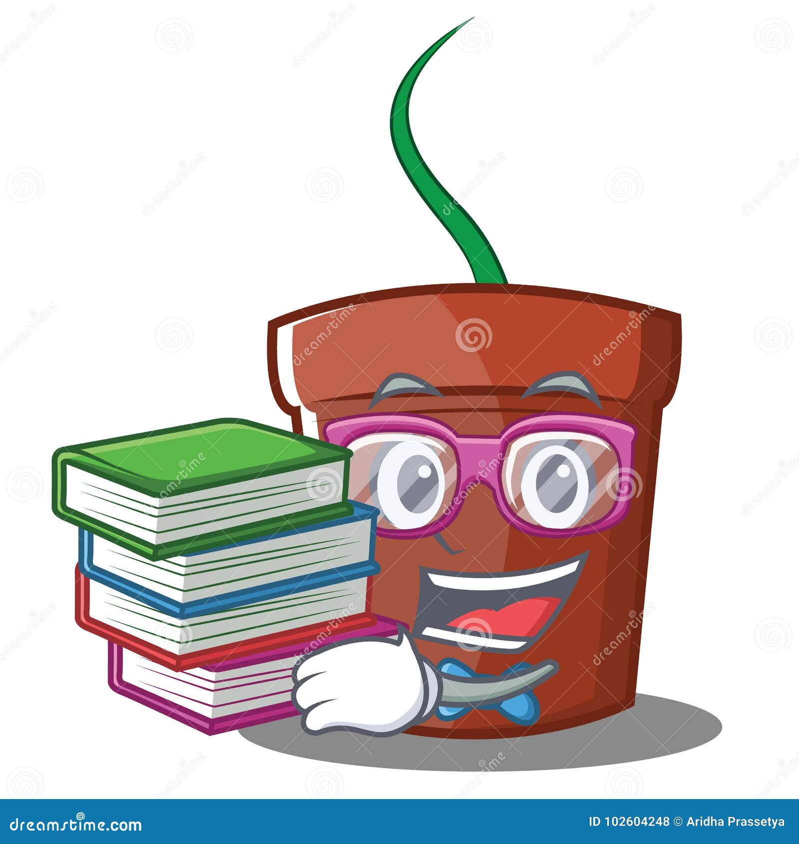 Geek Flower Pot Character Cartoon Stock Vector - Illustration of ...