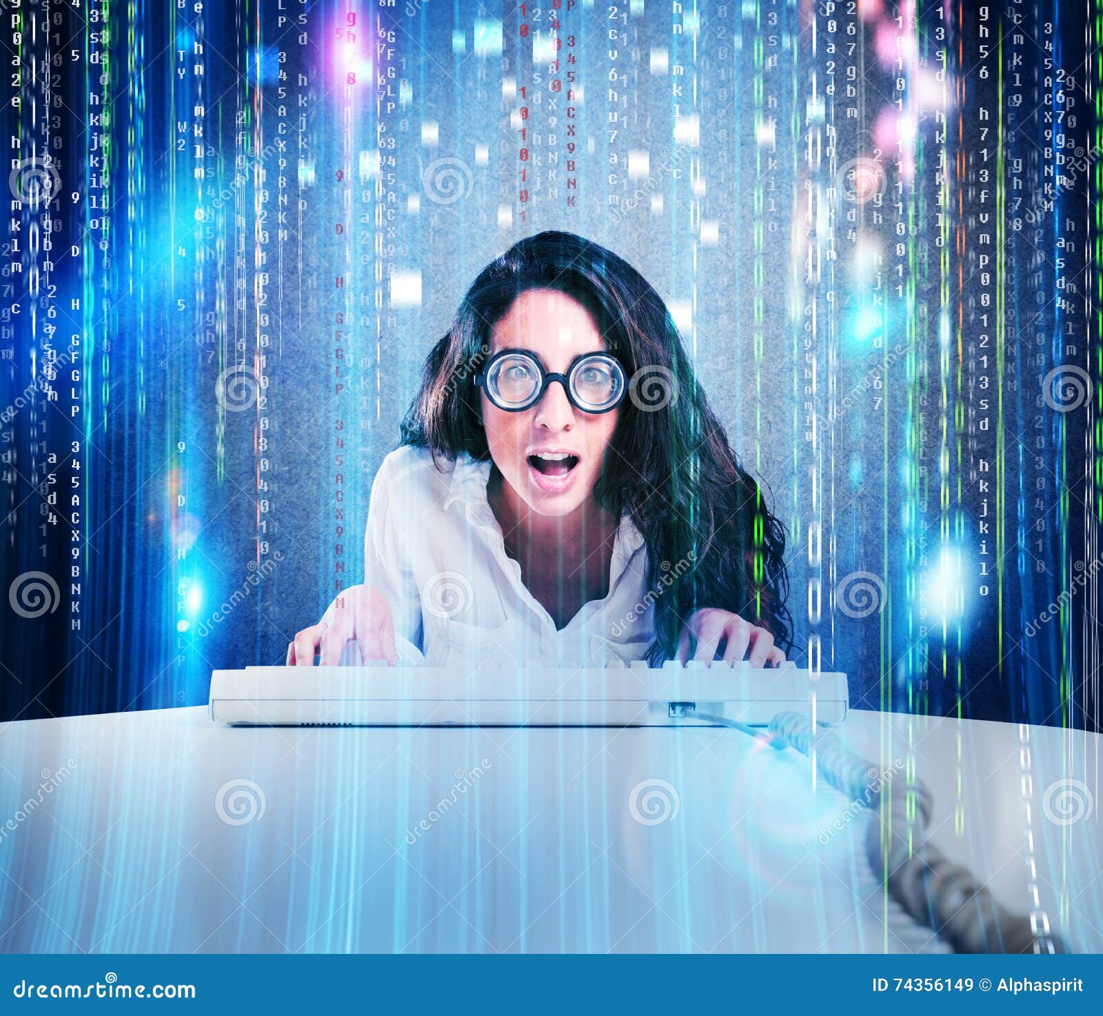 Geek and hacker woman stock image. Image of eccentric - 74356149